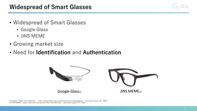 Identification and Authentication Using Blink with Smart Glasses | PPT
