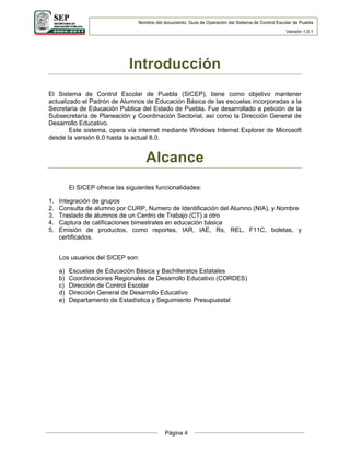 S I C E P V1 Escuelas | PDF