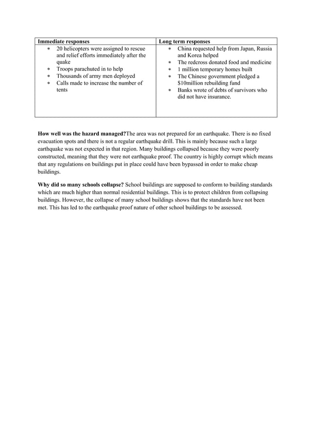 Sichuan earthquake case study | DOCX | Geography | Science