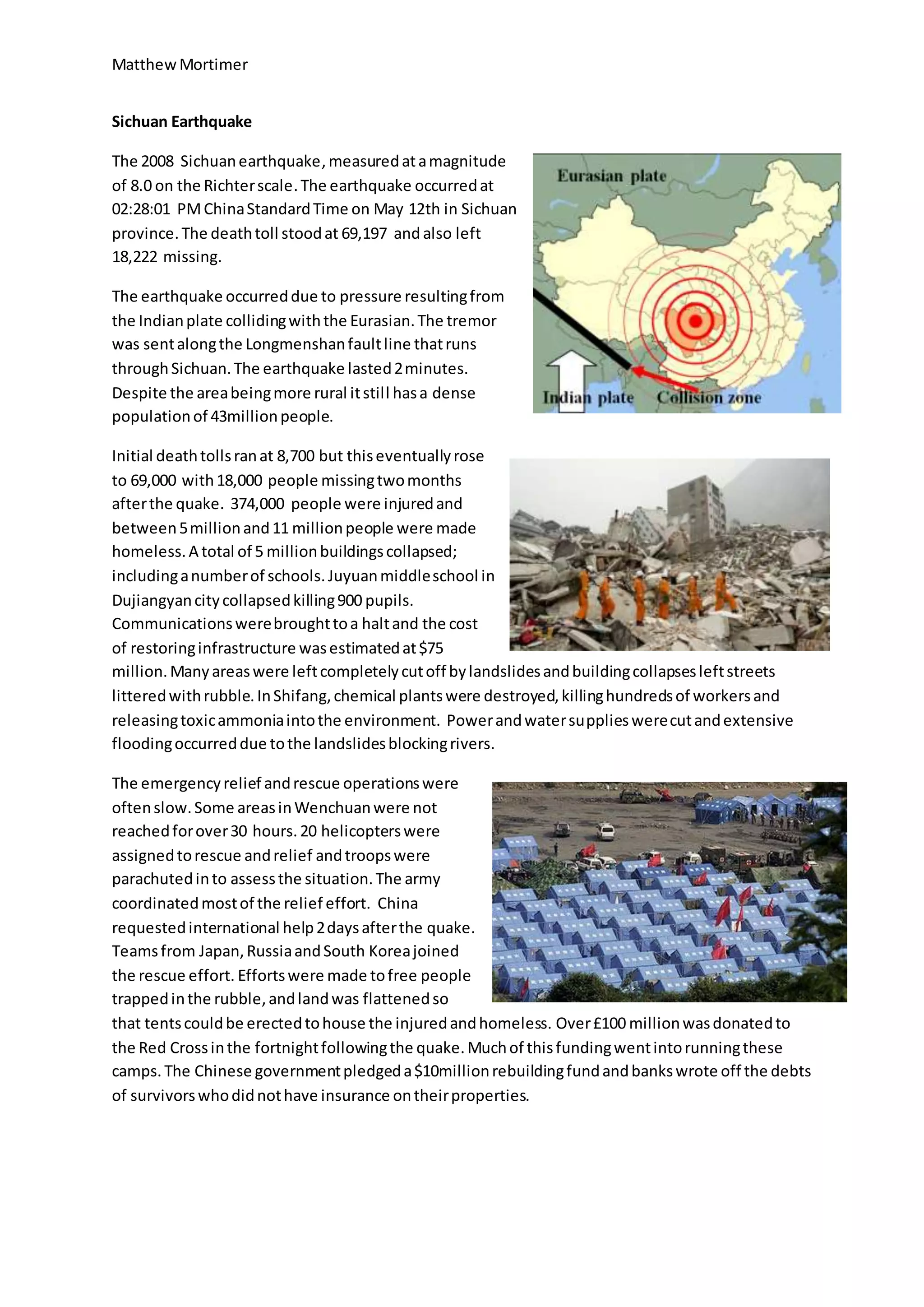 Sichuan Earthquake Case Study | DOCX