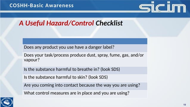 Sicim-COSHH Training checmical management.pptx | Lung and Respiratory ...