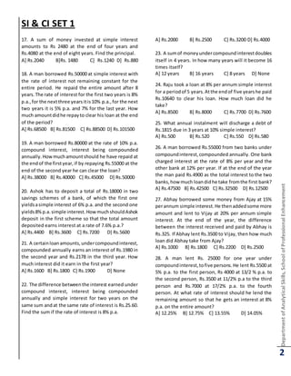 Si ci practice set 1 | DOC | Interest Rates | Economy