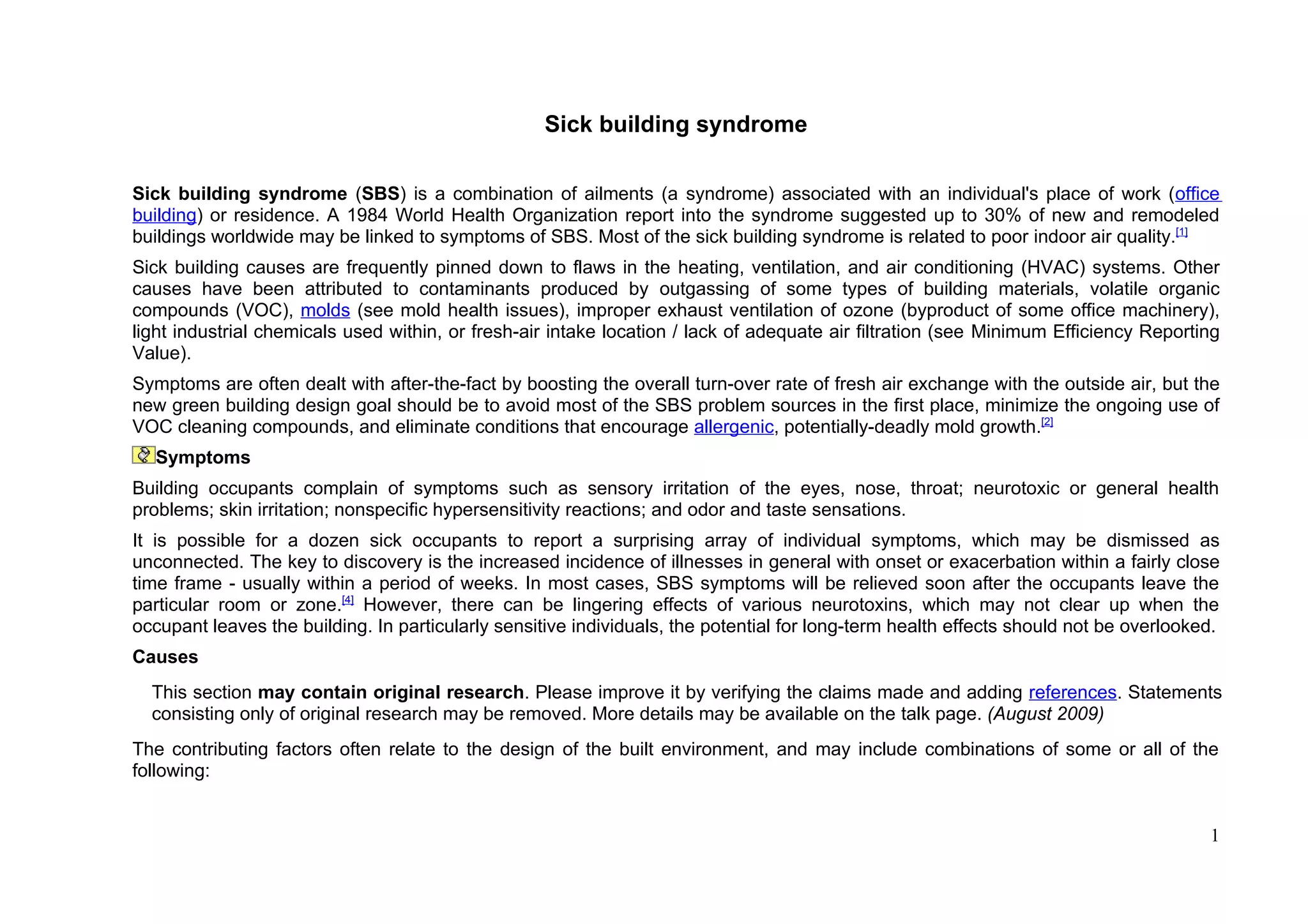 Sick Building Syndrome | DOC