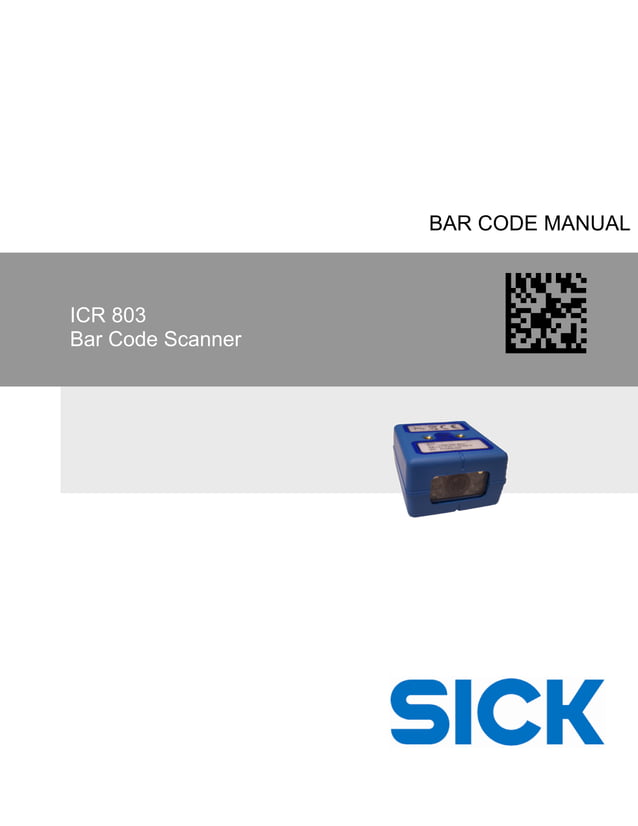 시크 SICK ICR803 2D 산업용 고정식 바코드스캐너 매뉴얼 | PDF