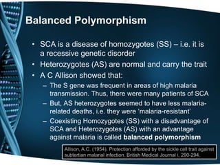 Sickle cell anemia and malaria 20121219 | PPTX