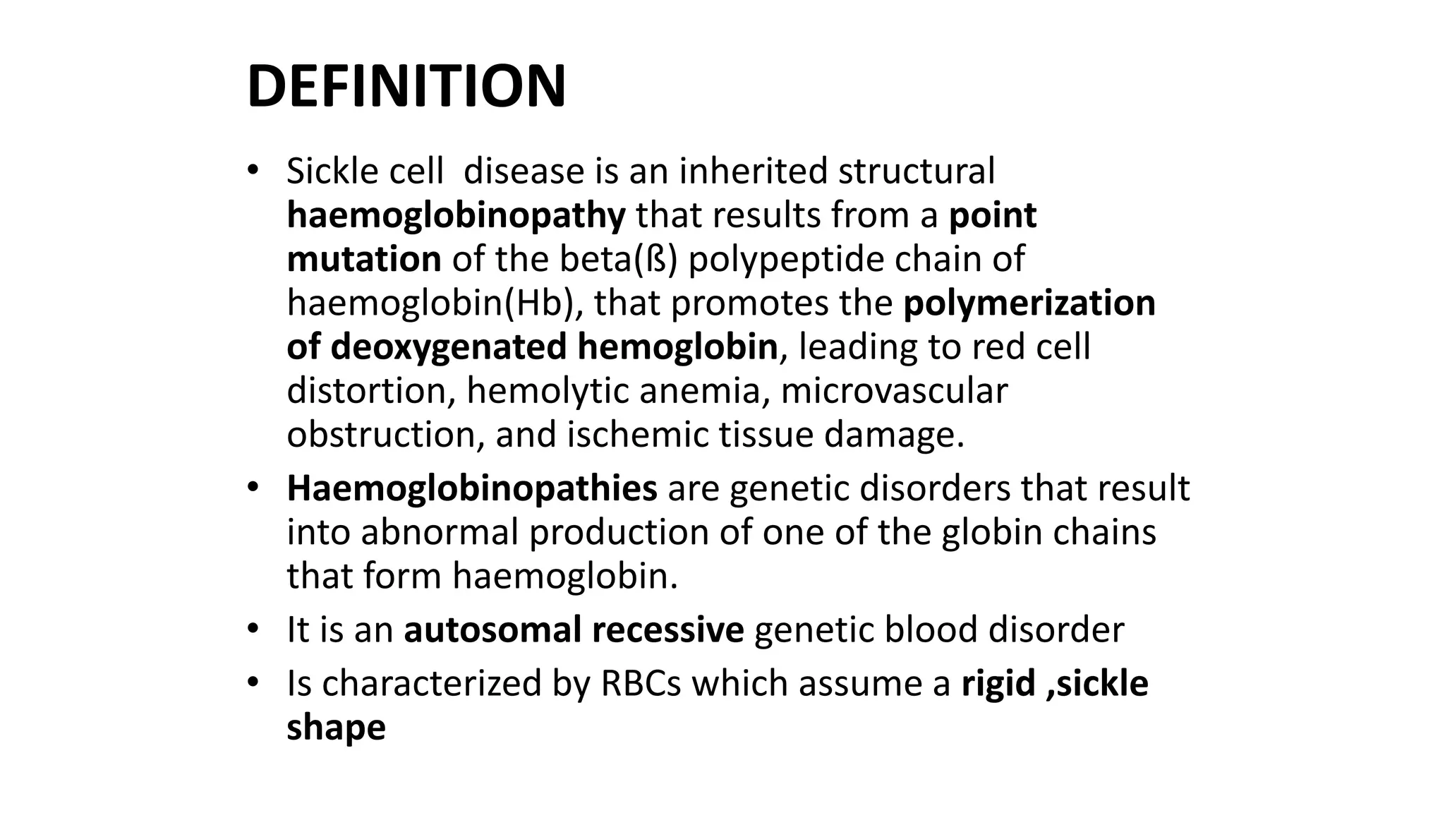 Sickle cell disease presentation | PPTX | Blood Disorders | Diseases ...