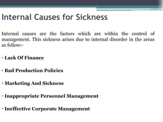 Sickness in small enterprises | PPTX