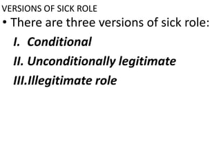 Dimension Of The Sick Role In Chronic Illness | PPTX