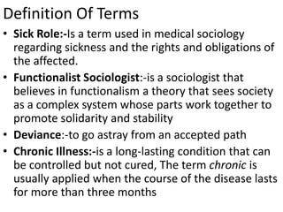 Dimension Of The Sick Role In Chronic Illness | PPTX