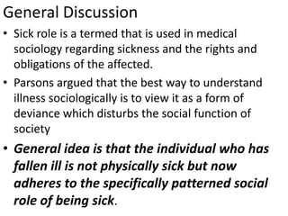 Dimension Of The Sick Role In Chronic Illness | PPTX