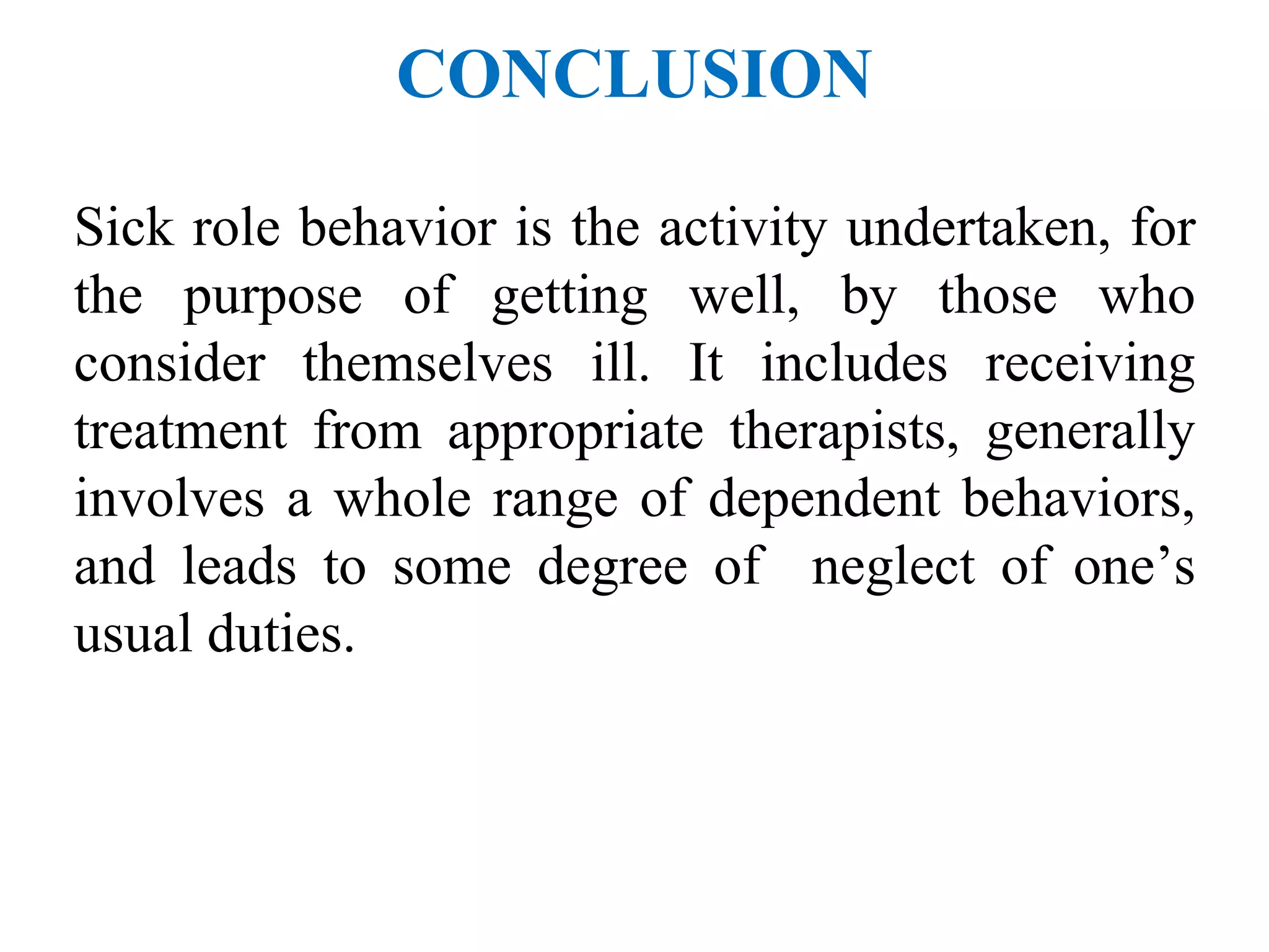 Sick role behavior | PPTX