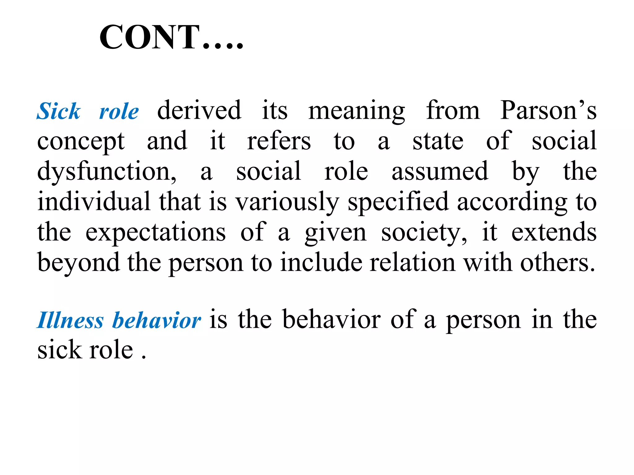 Sick role behavior | PPTX