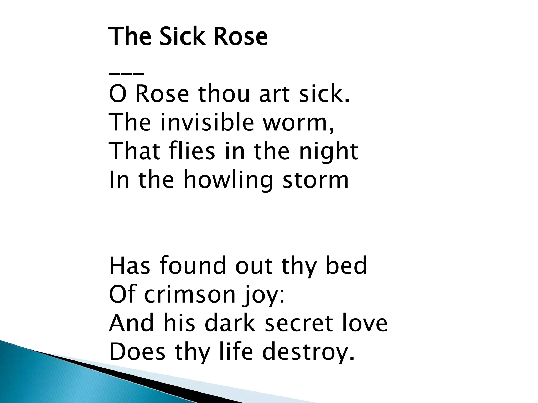 The Sick Rose-William Blake | PPTX
