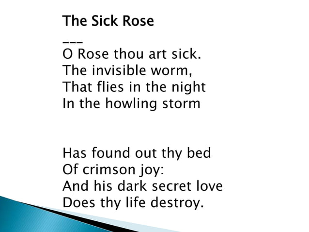 The Sick Rose-William Blake | PPTX | Poetry | Books and Literature