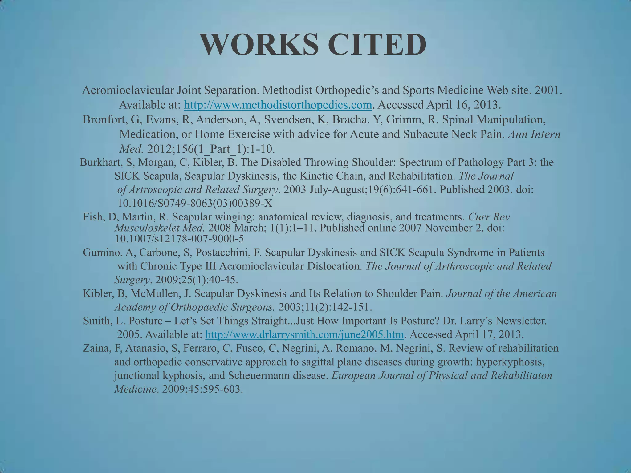 S.I.C.K. Scapula with Clavicle Fractures Case Study Presentation (2013 ...