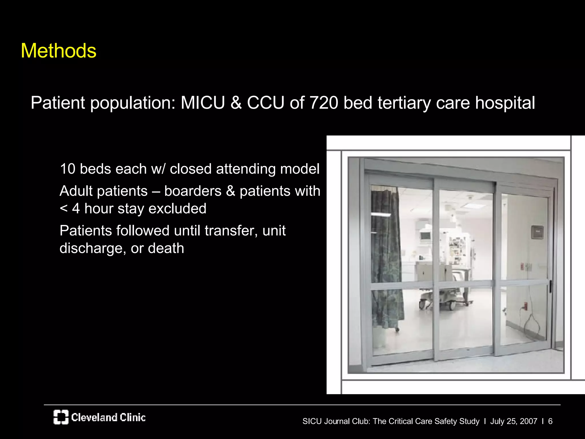 SICU Critical Care Safety Study | PPT