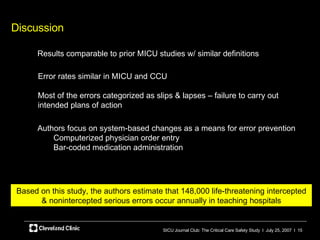 SICU Critical Care Safety Study | PPT
