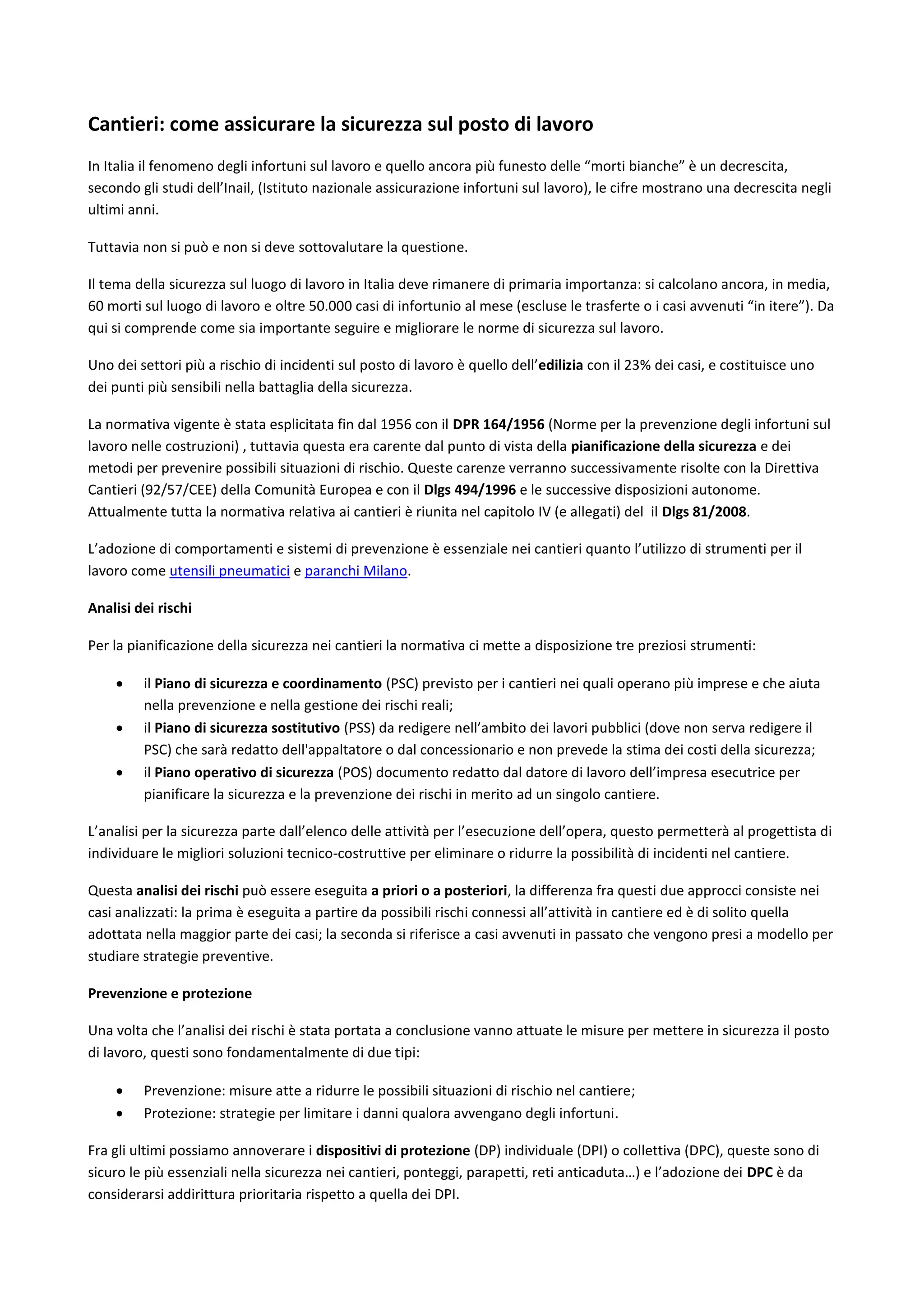 Sicurezza nei cantieri | PDF