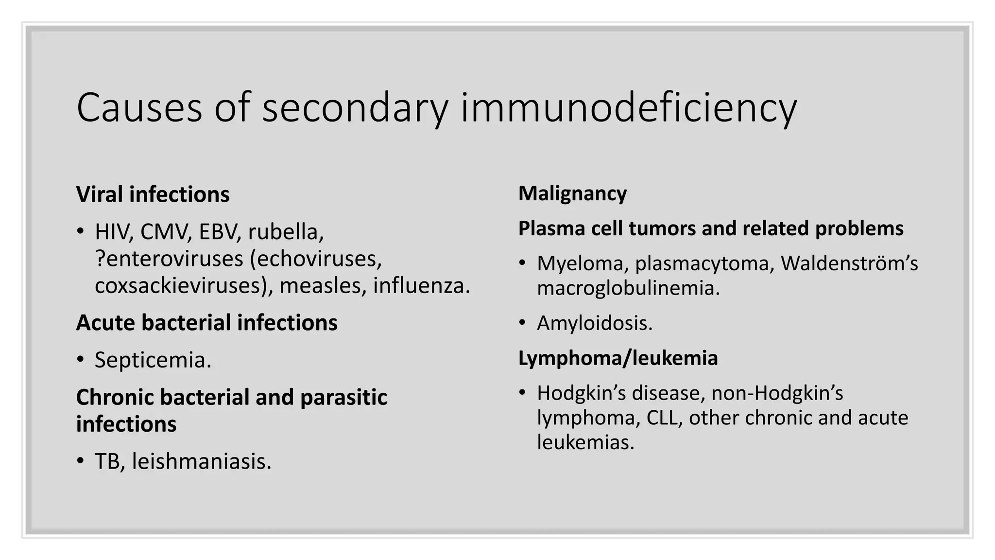 Secondary Immunodeficiency | PPTX