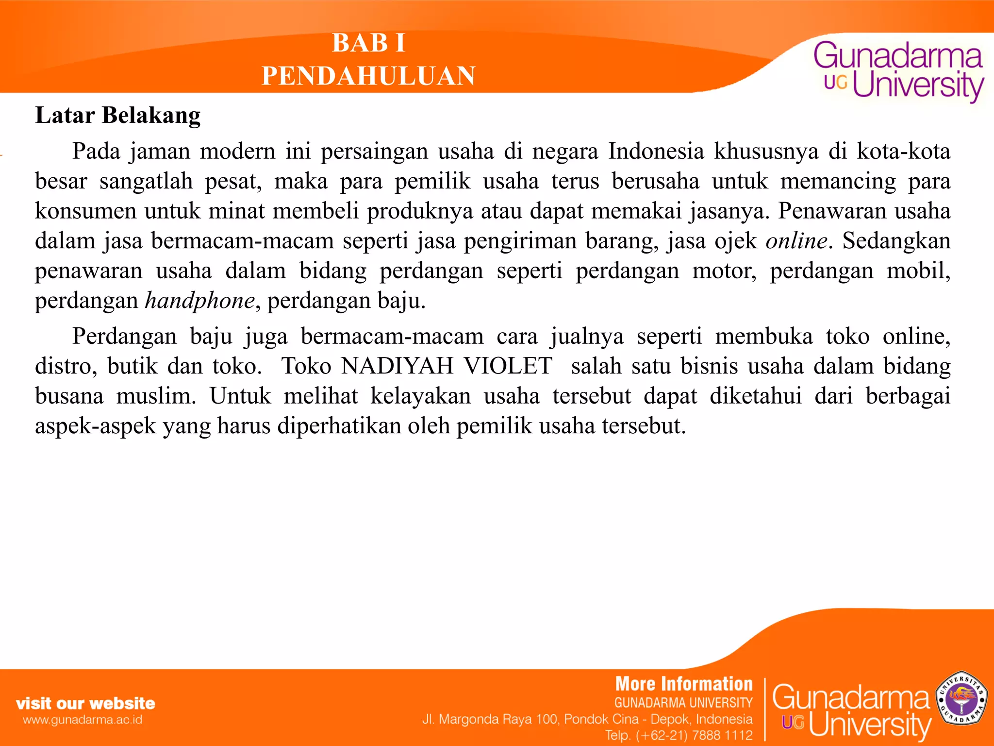 PPT PI STUDI KELAYAKAN BISNIS TOKO NADIYAH VIOLET USAHA DALAM BIDANG ...
