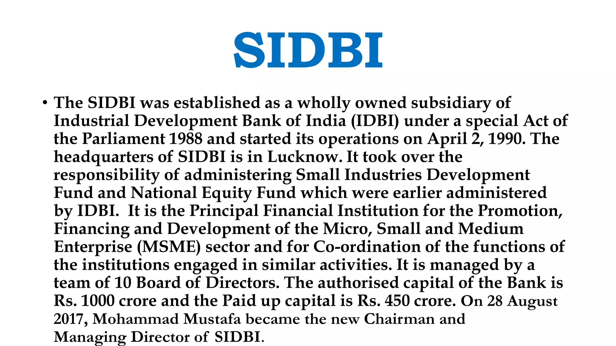 SIDBI, Banking in India, Amity University Jharkhand , Business ...