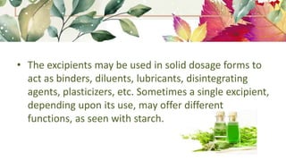 SIDDESH kokate herbal excipients ppt do | PPT