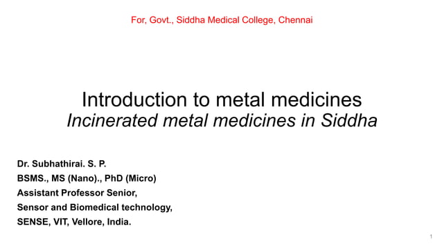 Introduction to metal medicines | PPTX | Chemistry | Science