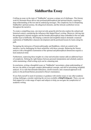 Siddhartha Essay Sam Houston State University Pdf