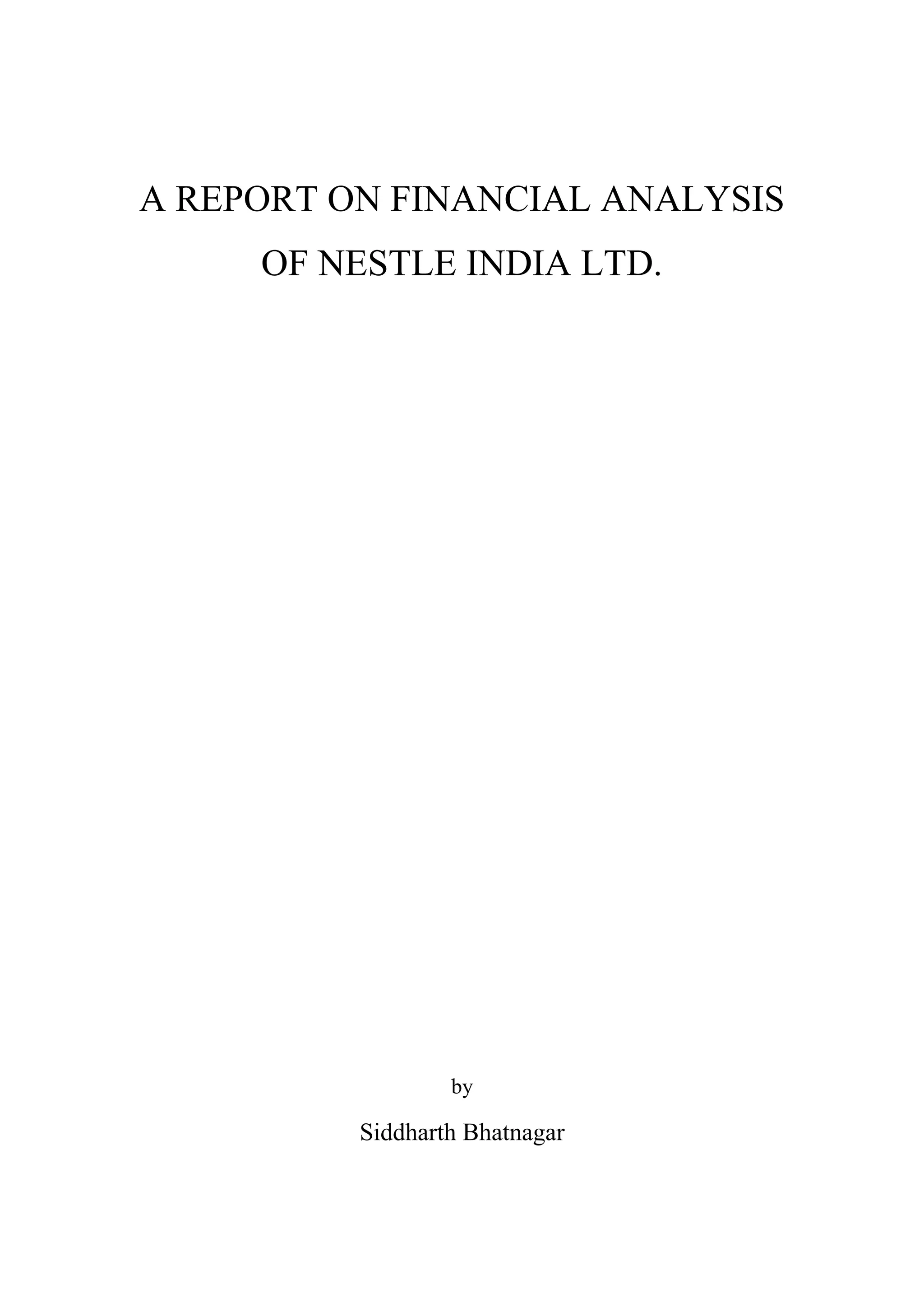 Financial Analysis of Nestle India Ltd. | PDF