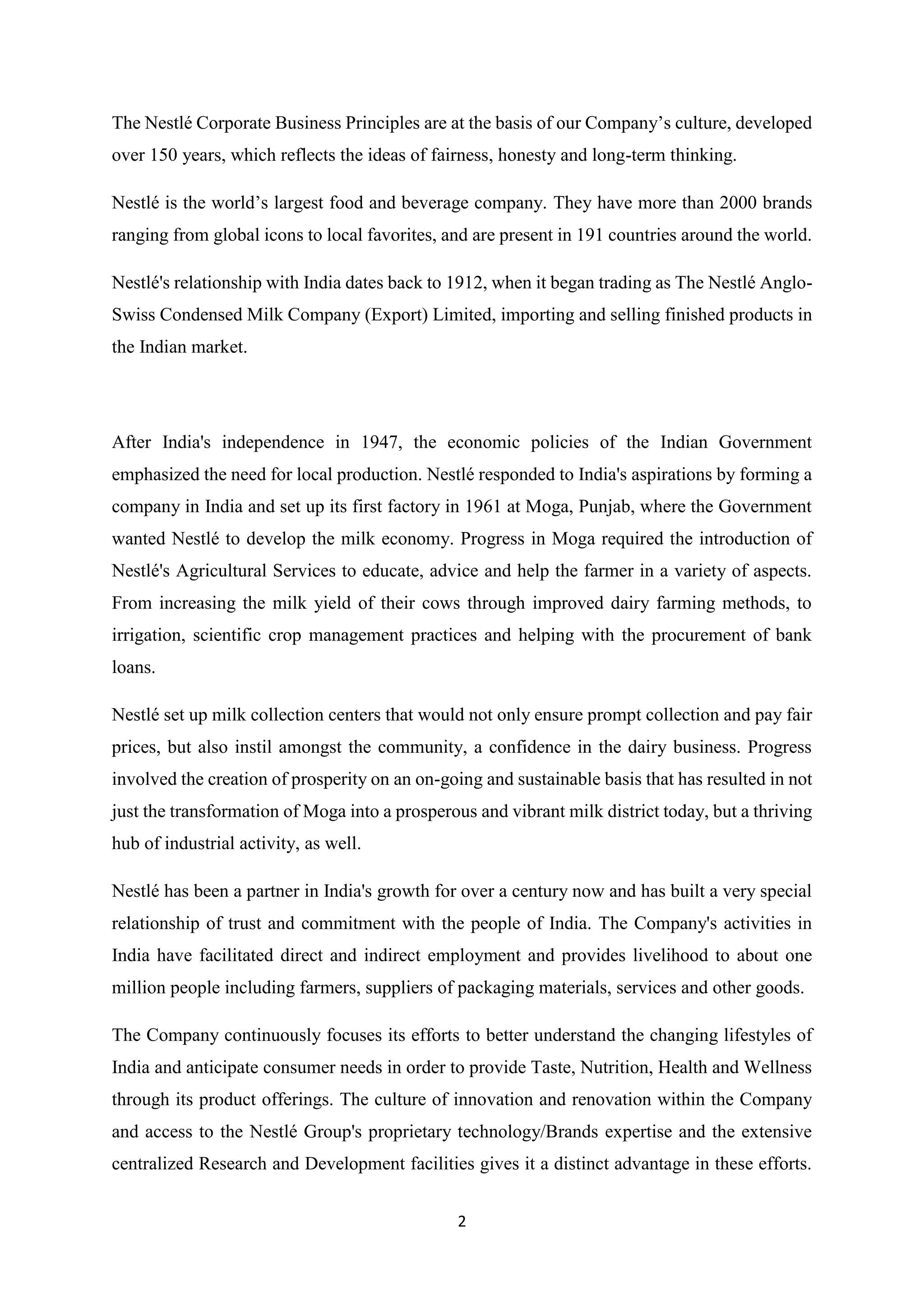 Financial Analysis of Nestle India Ltd. | PDF