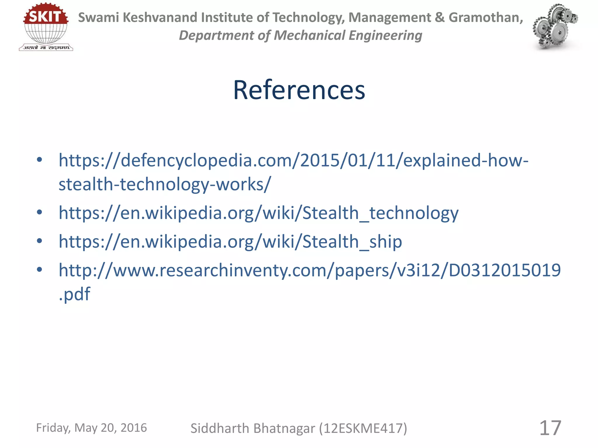 Stealth Technology in Naval Warfare Presentation | PDF