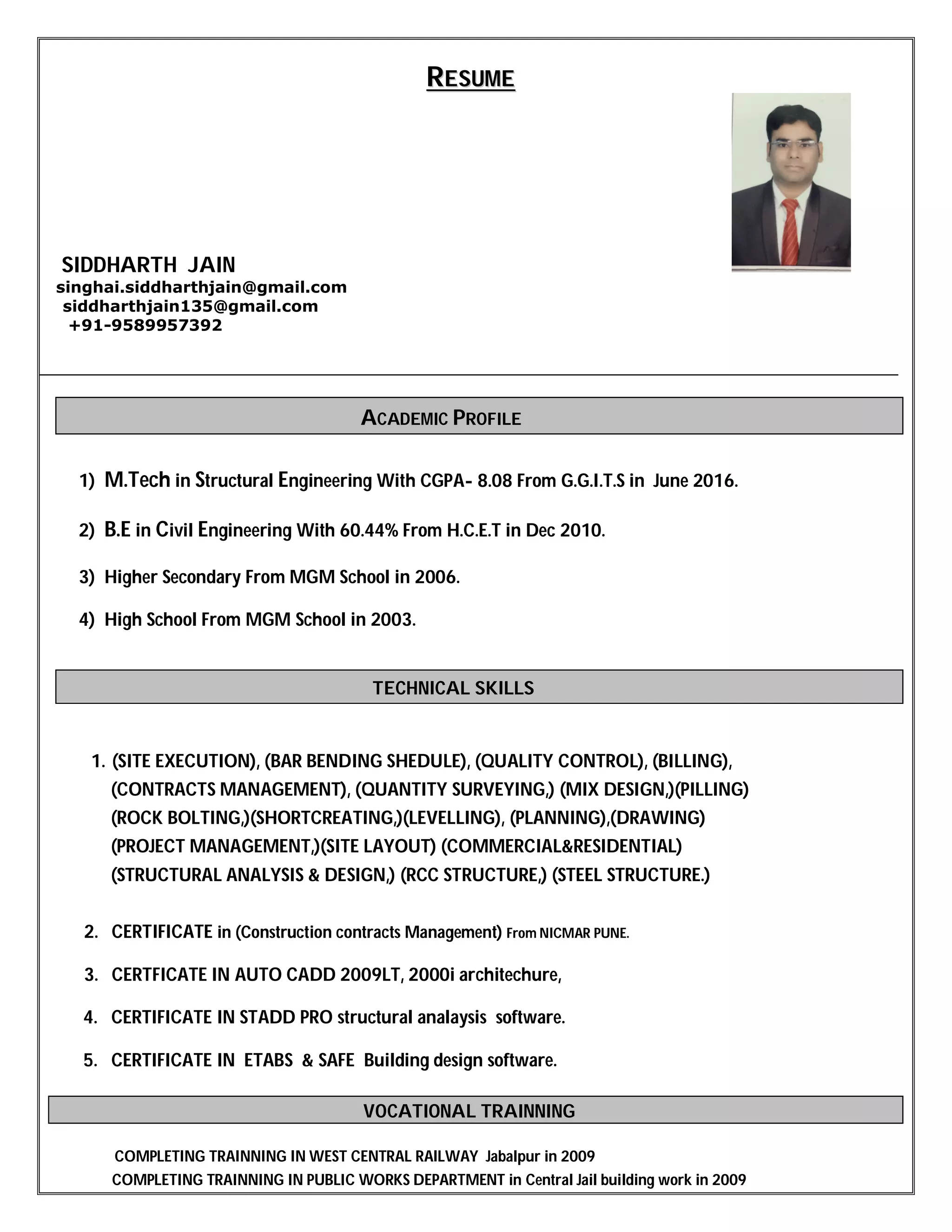 Siddharth jain new pic resume folder | PDF