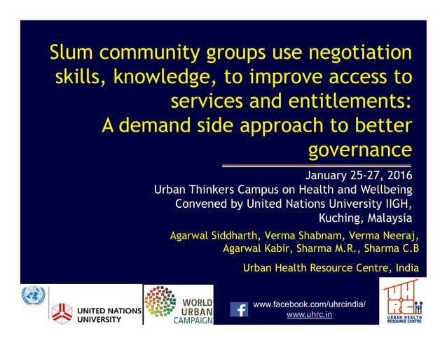 Slum community groups use negotiation skills, knowledge, to improve ...