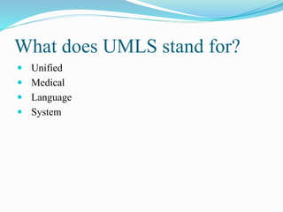 Information Retrieval UMLS | PPT
