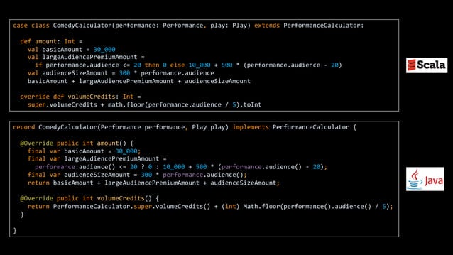 Side By Side Scala And Java Adaptations Of Martin Fowlers Javascript Refactoring Example Ppt