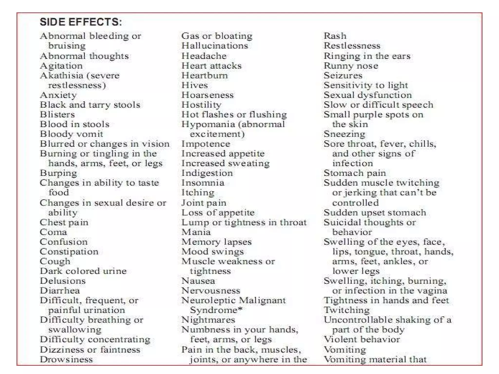Side Effects of common psychiatric Drugs | PPT