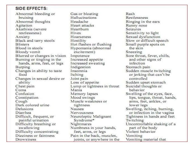 Side Effects of common psychiatric Drugs | PPT