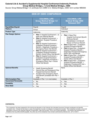 Side By Side Group Medical Bridge 1 0 Vs Colonial Life Medical Bridge ...