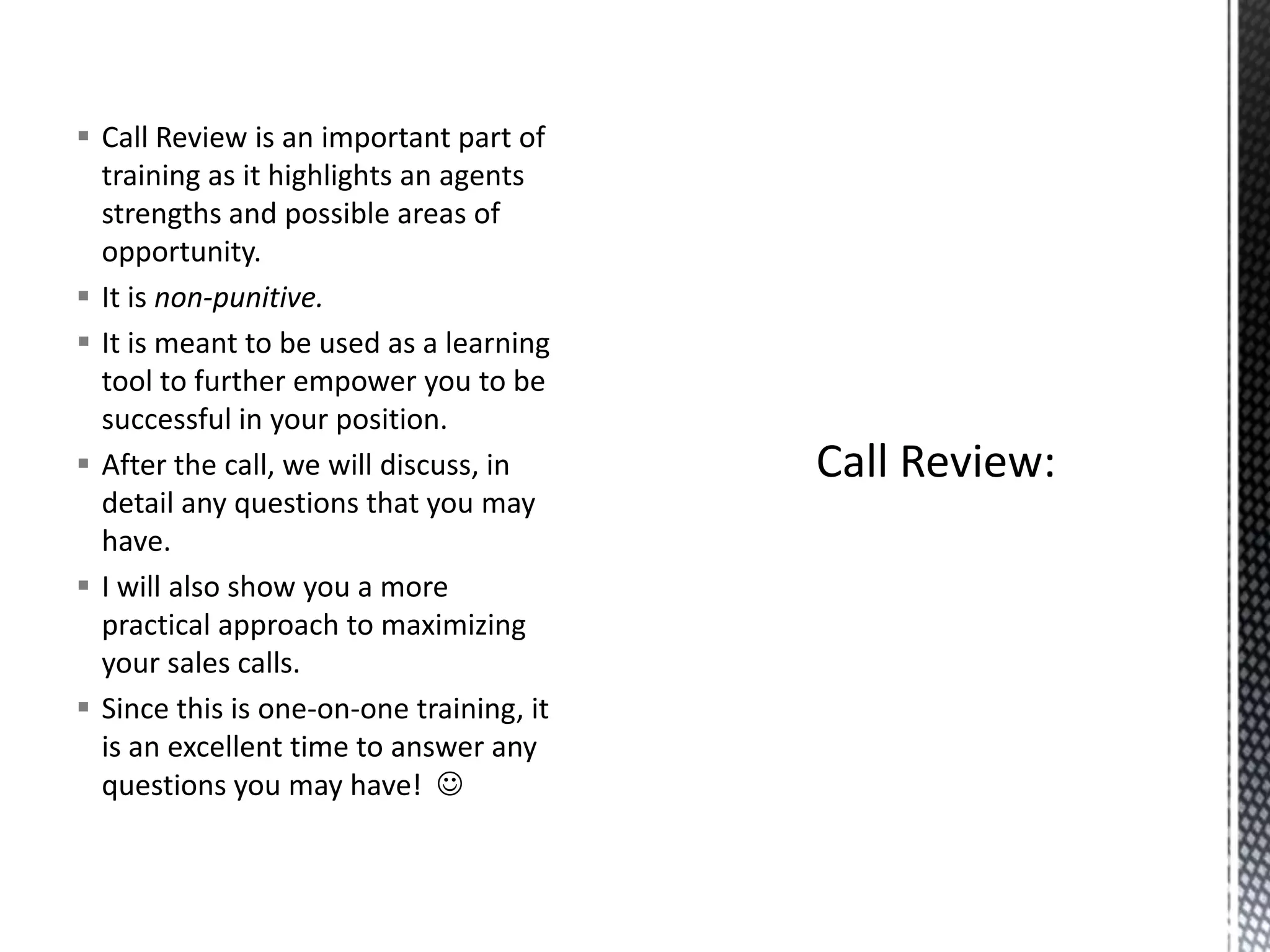 Side by sides and call scoring | PPTX