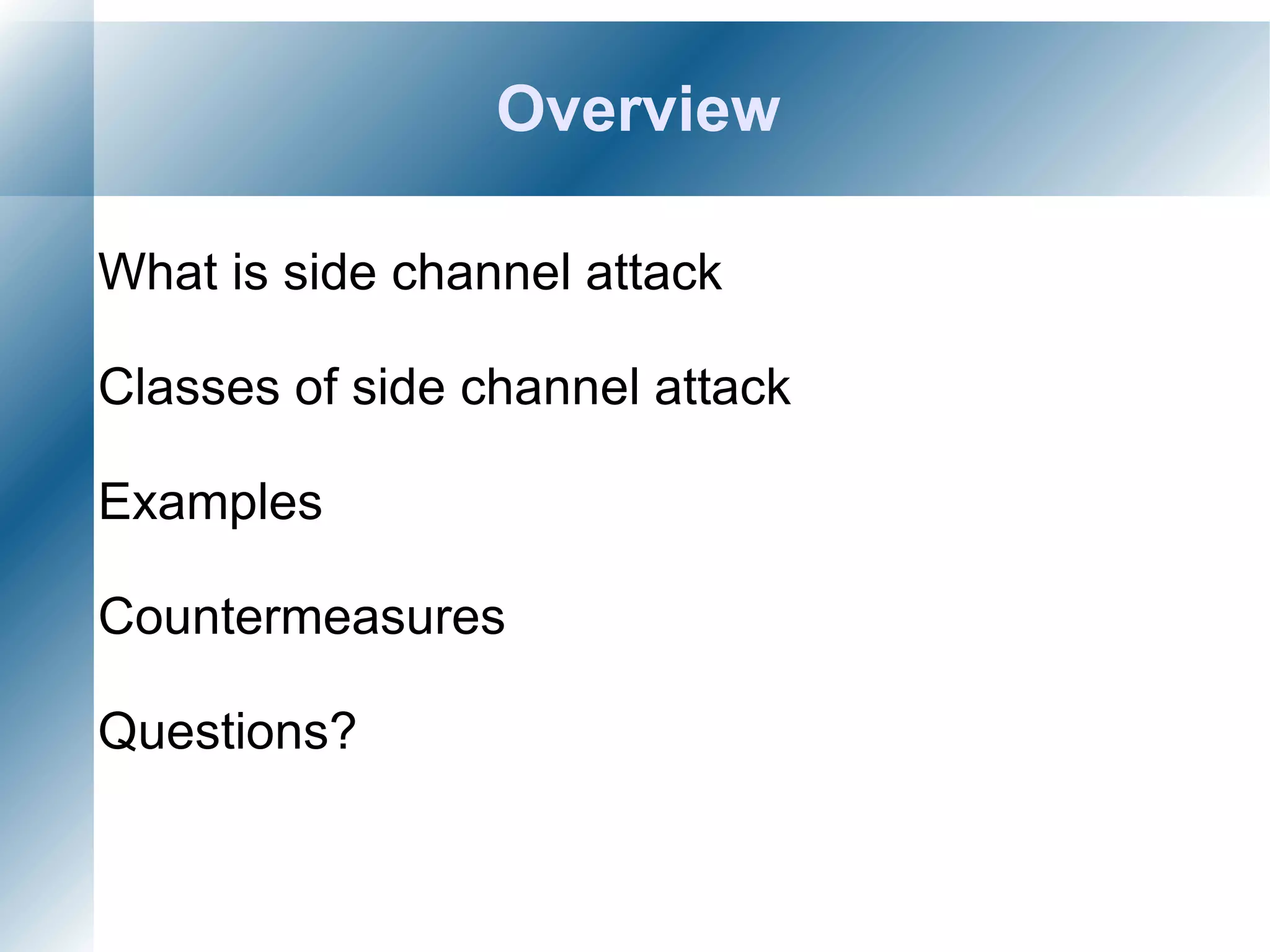 Side channel attacks | ODP