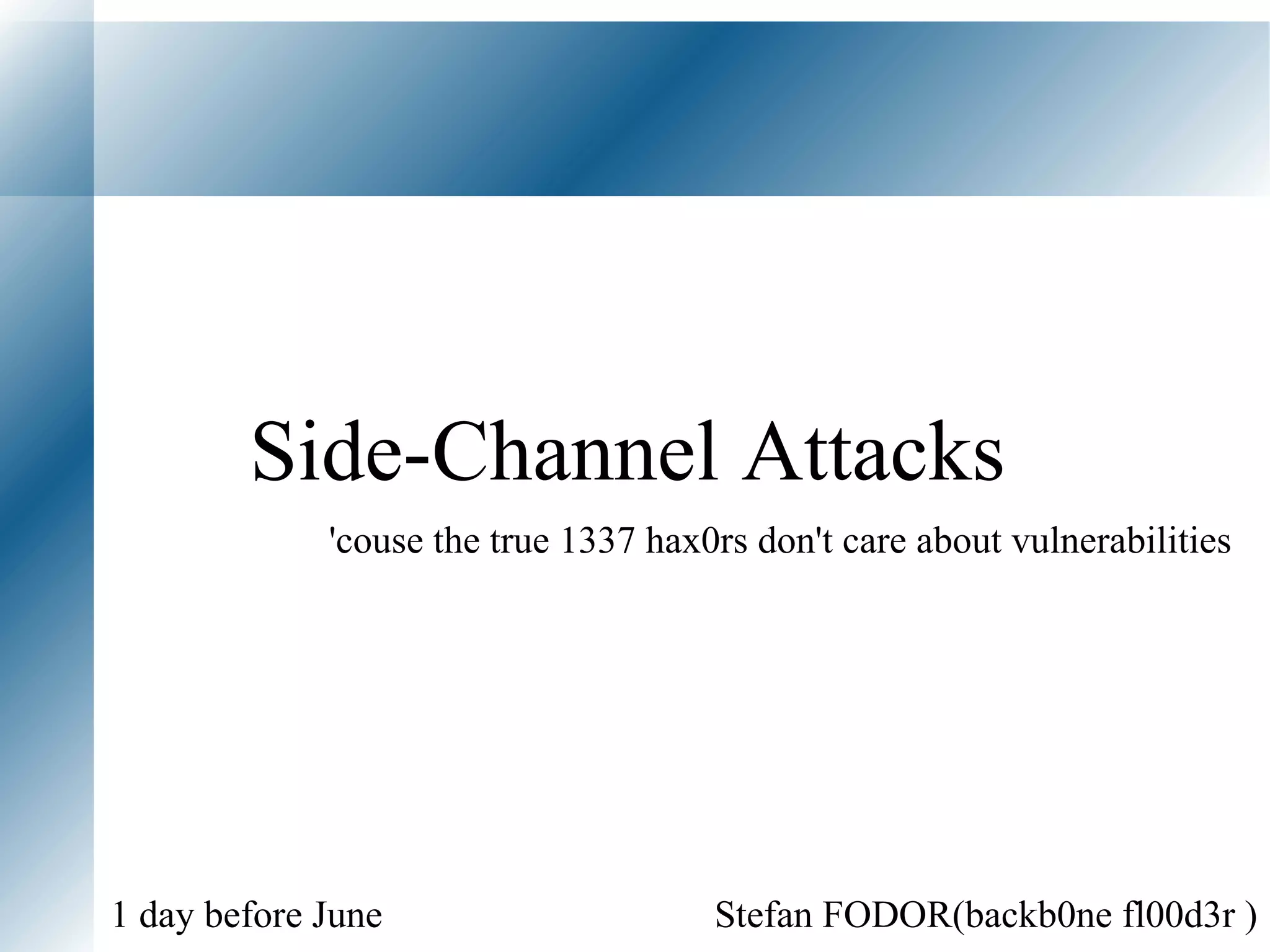 Side channel attacks | PPT Side channel attacks | PPT