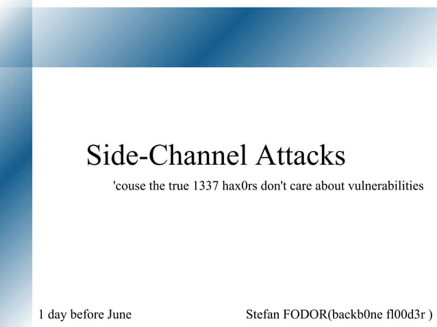 Side channel attacks | ODP