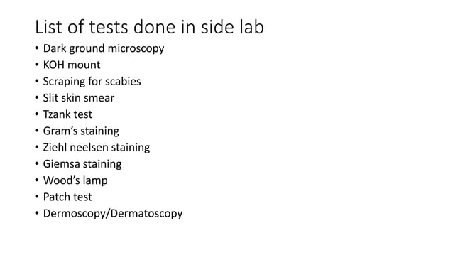 SIDE LAB INVESTIGATIONS IN DERMATOLOGY srt-1.pptx | Skin and ...