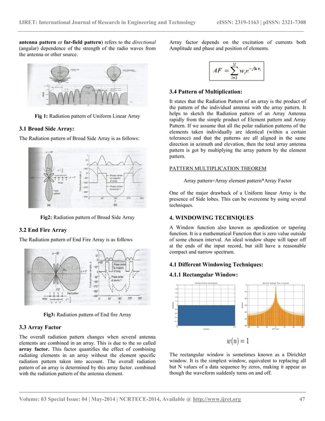 Sidelobe rejection in a uniform linear array antenna using windowing techniques | PDF | Physics ...
