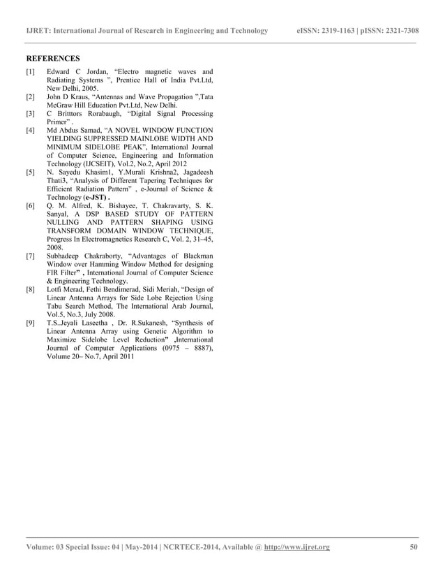 Sidelobe rejection in a uniform linear array antenna using windowing techniques | PDF | Physics ...