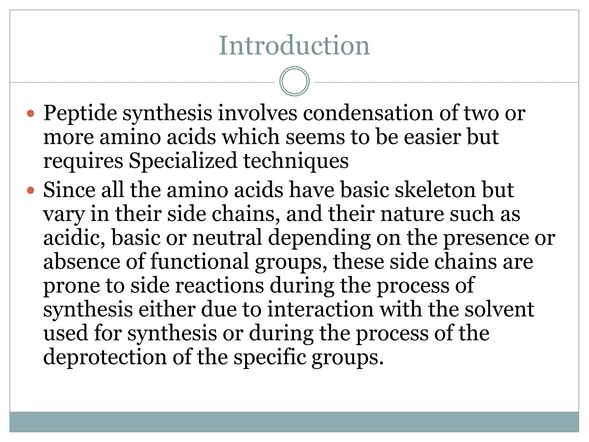 Side reaction in peptide synthesis | PPTX