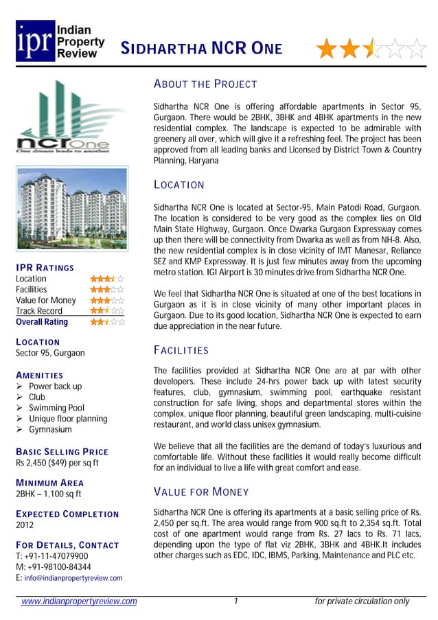 Sidhartha ncr one_research_report | PDF