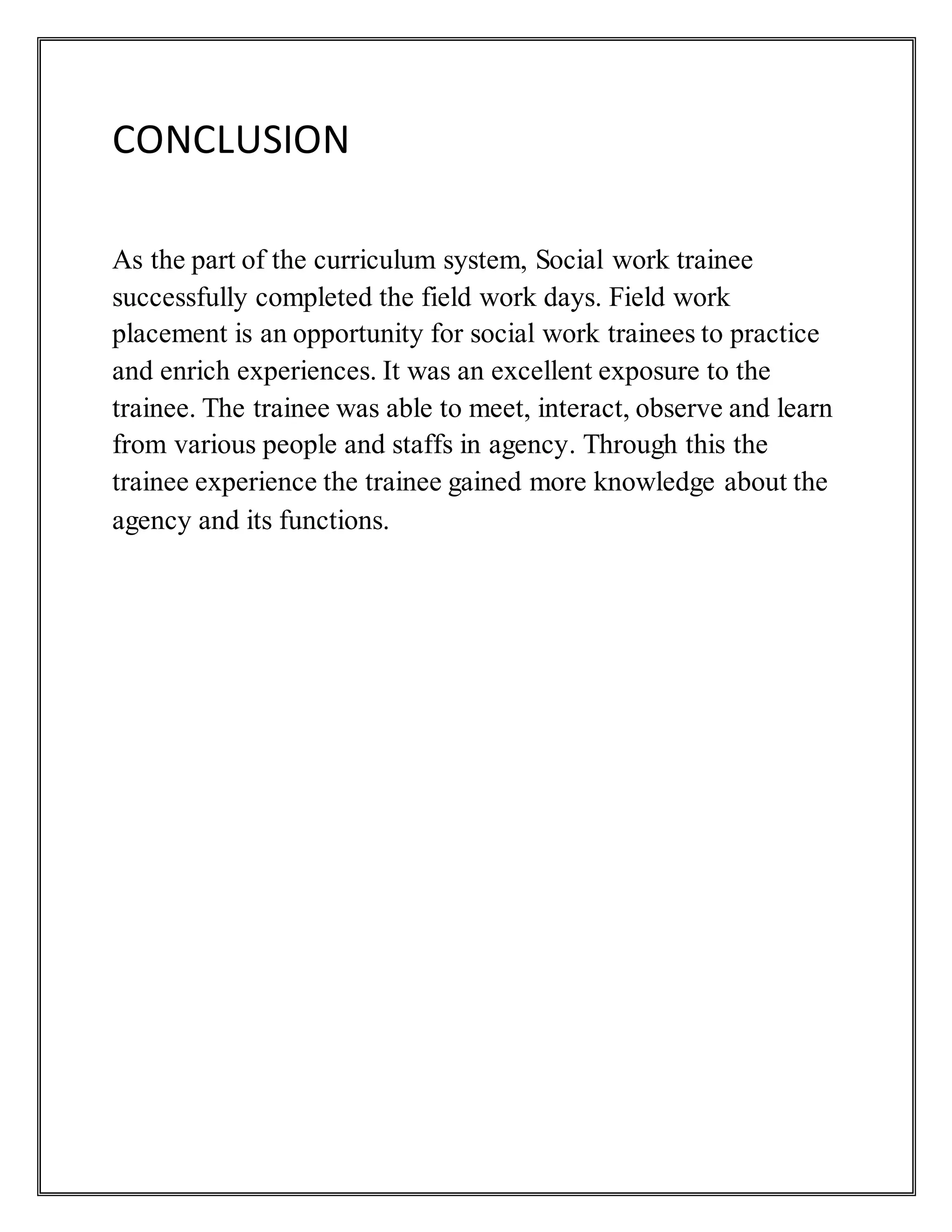 SOCIAL WORK VIVA REPORT | DOCX