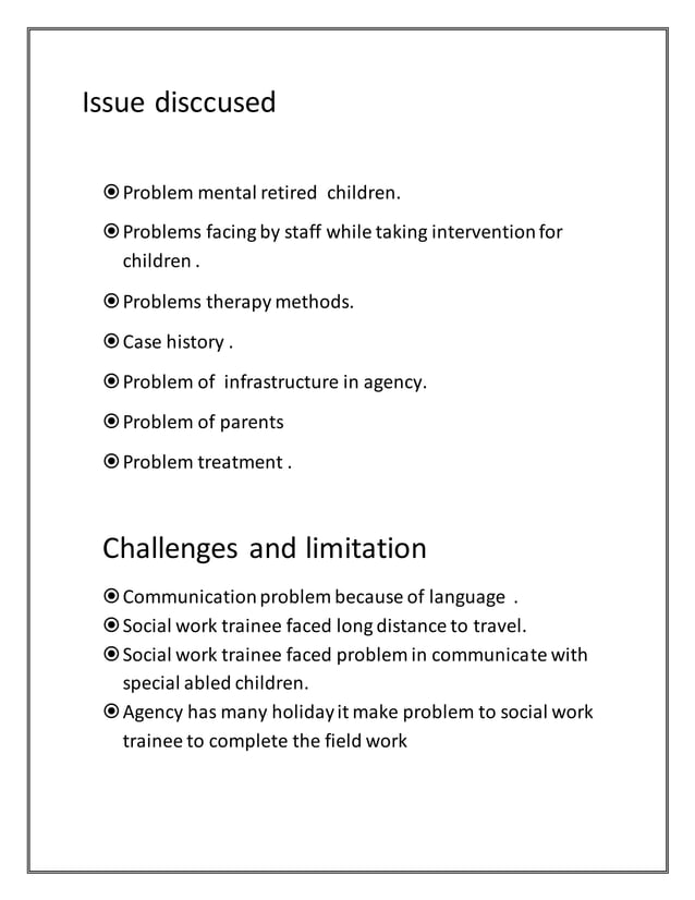 SOCIAL WORK VIVA REPORT | DOCX