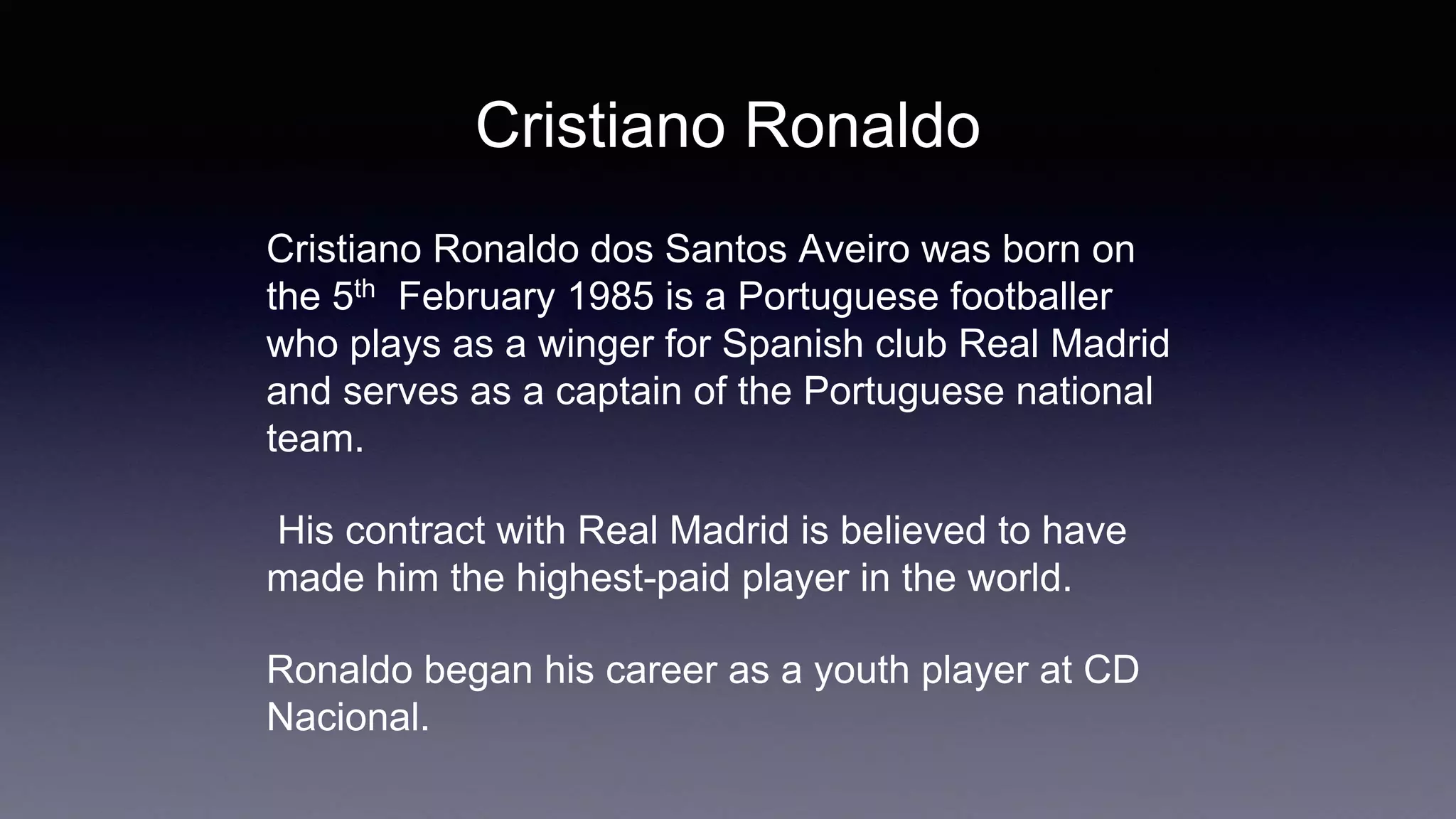 Presentation on Cristiano Ronaldo | PPTX